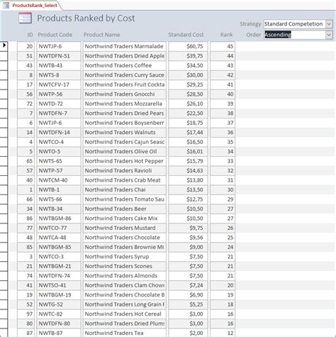 Ranking Rows In Microsoft Access Experts Exchange