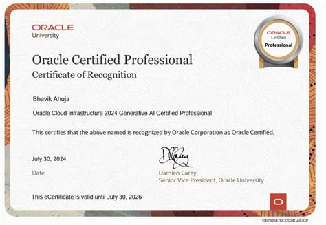 bhavik ahuja on linkedin oracle generativeai certification ai