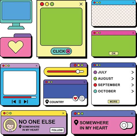 Neobrutalism Retro Simply Ui Tab Window Elements Collection Design Vector Illustration 40478083
