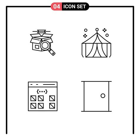 4 User Interface Line Pack Of Modern Signs And Symbols Of Box Coding E
