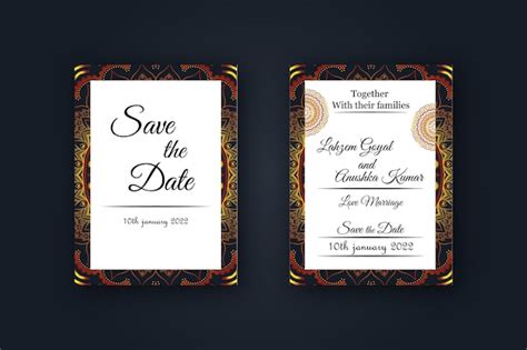 럭셔리 결혼식 초대 카드 디자인 프리미엄 벡터