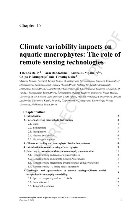 Pdf Climate Variability Impacts On Aquatic Macrophytes The Role Of