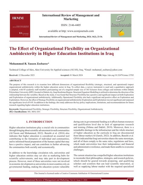 Pdf The Effect Of Organizational Flexibility On Organizational Ambidexterity In Higher