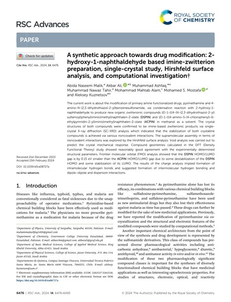 Pdf A Synthetic Approach Towards Drug Modification 2 Hydroxy 1