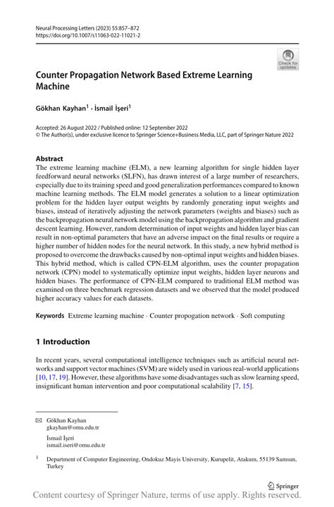 Counter Propagation Network Based Extreme Learning Machine Request Pdf