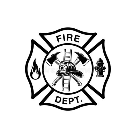 Vector Art Of Fire Department Emblem Featuring A Maltese Cross Axes