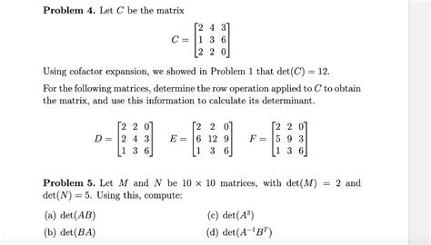 Solved Problem Let C Be The Matrix C Using Chegg