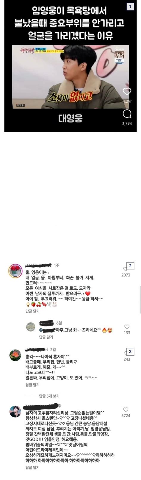 임영웅 인스타 댓글 레전드 에펨코리아