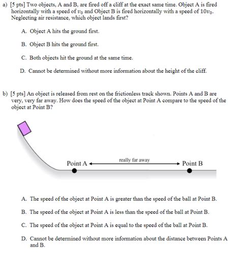 solved a [5 pts two objects a and b are fired off a