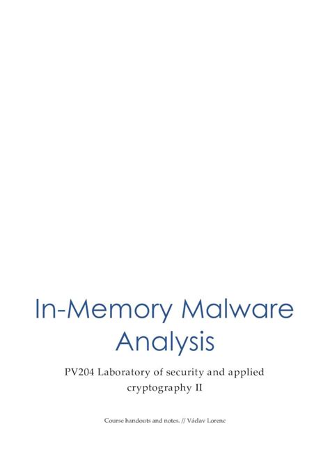 Pdf In Memory Malware Analysisvalorpv204filesin Memory Analysis