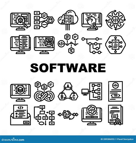 Software Compute Engineer Icons Set Vector Stock Vector Illustration