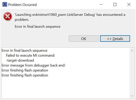 problem to debug evaluation board mimxrt1060 evk hypeflash nxp