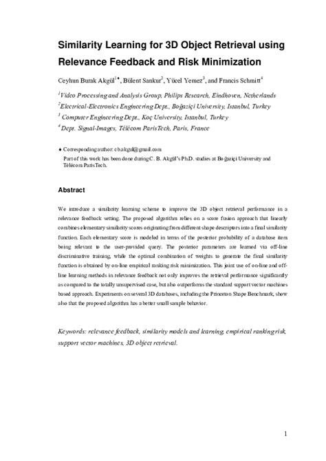 pdf similarity learning for 3d object retrieval using relevance