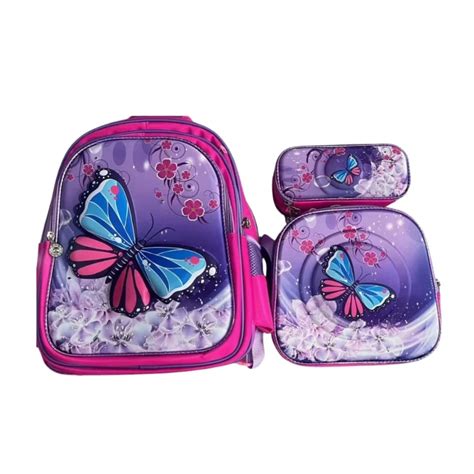 Set De Mochila Ninos Escolar Diseno Mariposa Fucsia Chile