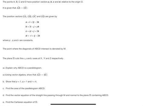 solved the points a b c and d have position vectors a b