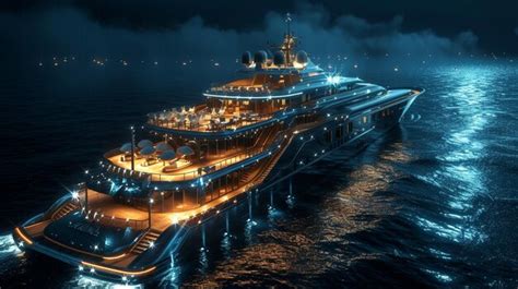 Um Navio De Luxo No Meio Do Oceano é Uma Cena Fascinante à Meia Noite Gerada Por Ai Foto Premium