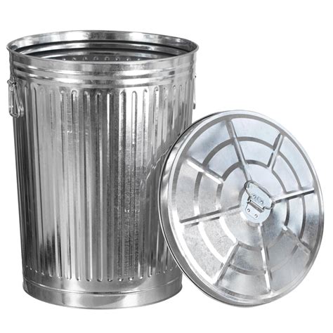 Gardenised Round Galvanized Steel 20 Gallon Trash Can With
