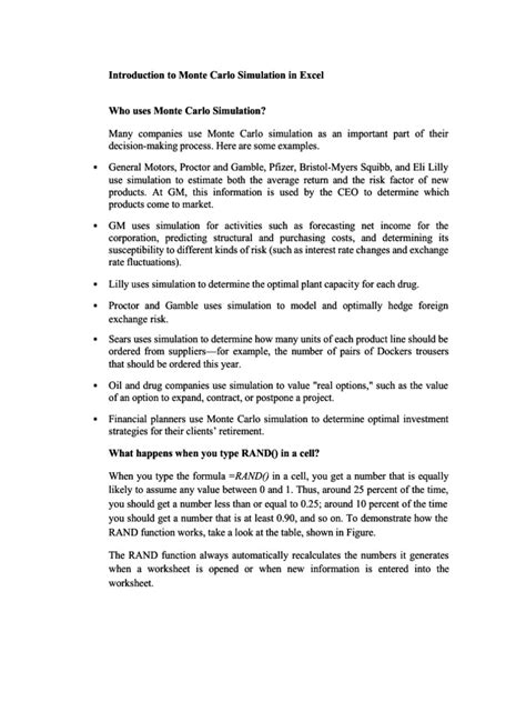monte carlo simulation in excel pdf aviation