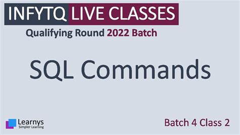 Infytq 2022 Batch Live Class Sql B4 Class2 Youtube