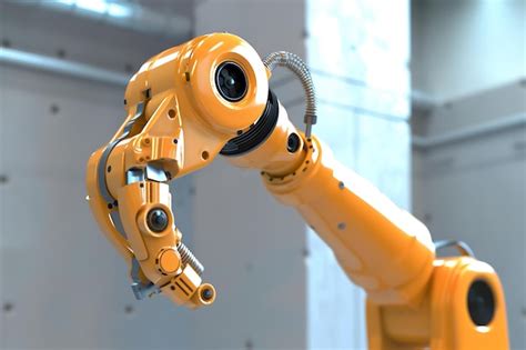 Closeup Of A Yellow Robotic Arm With A Gripper In An Industrial Setting