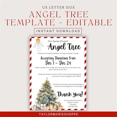 Giving Tree Flyer Template Editable Christmas T Tag Angel Tree
