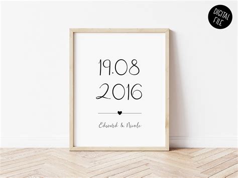 Custom Date Print Personalised Special Dates Print Important Dates