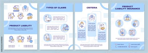 2d Product Liability Blue Brochure Template Leaflet Design With Thin Line Icons 4 Vector