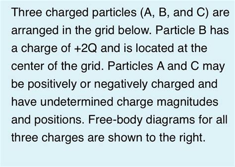 Solved Three Charged Particles A B And C Are Arranged In Chegg