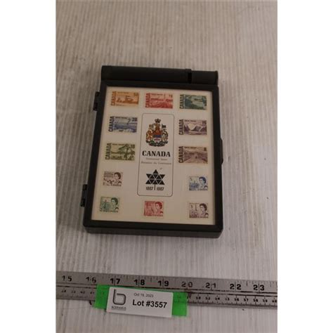 Canada Centennial Issue Container For Postage Stamps Includes Stamps