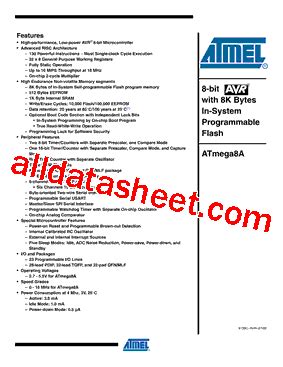 ATmega A AU Datasheet PDF ATMEL Corporation
