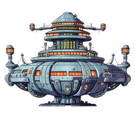 Nave Espacial Futurista Sci Fi Vehículo Ovni Alienígena En Fondo Blanco