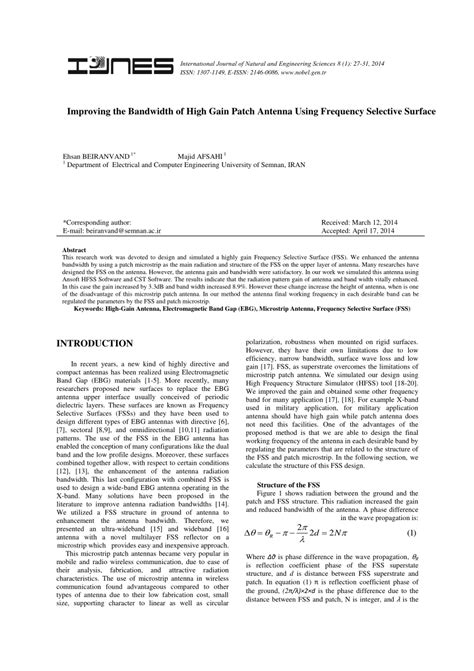 Pdf Improving The Bandwidth Of High Gain Patch Antenna Using Frequency Selective Surface