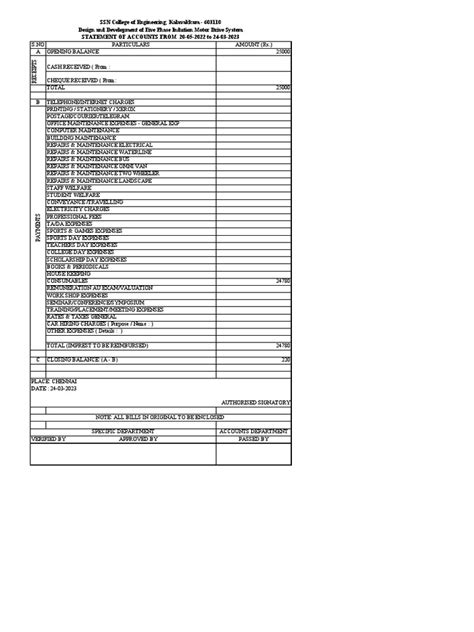 Imprest Format Download Free Pdf Fee Cheque