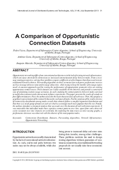 Pdf A Comparison Of Opportunistic Connection Datasets