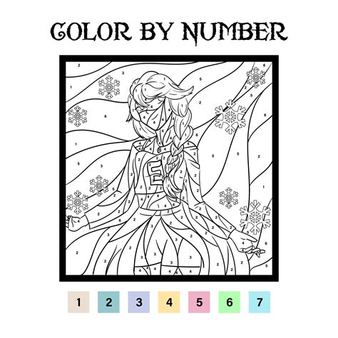 Frozen Color Number Disney Numbers Worksheets Coloring Pages Esl