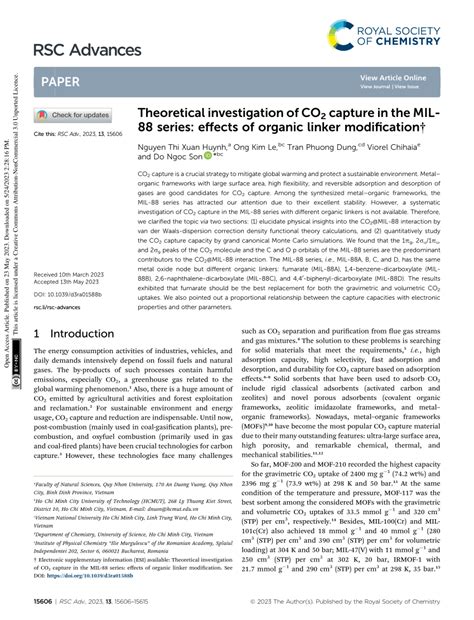 Pdf Theoretical Investigation Of Co 2 Capture In The Mil 88 Series Effects Of Organic Linker