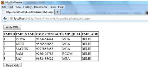 Read And Write XML Data From A Dataset In ASP Net C