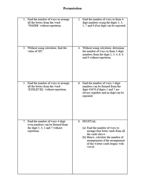 Permutation Pdf