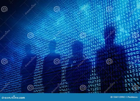 People Silhouettes Binary Code Background Stock Illustration Illustration Of Corporate Code