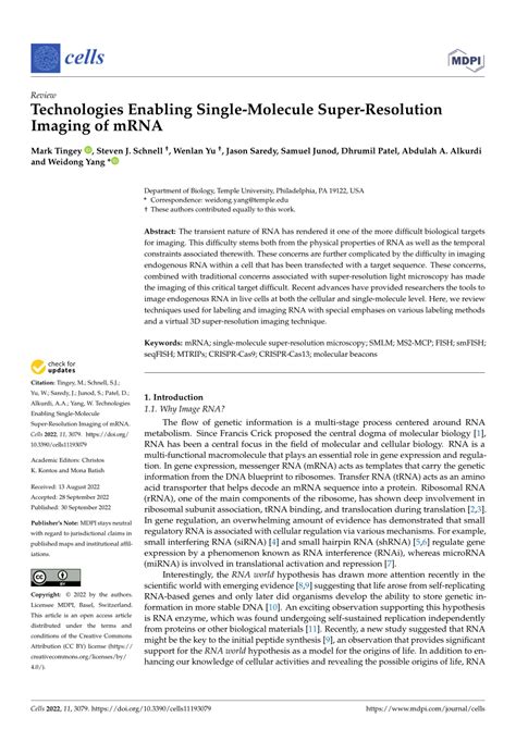Pdf Technologies Enabling Single Molecule Super Resolution Imaging Of Mrna