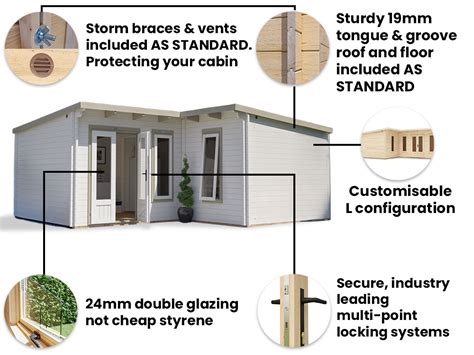 L Shaped Pent Log Cabin 6m X 5m Dunster House
