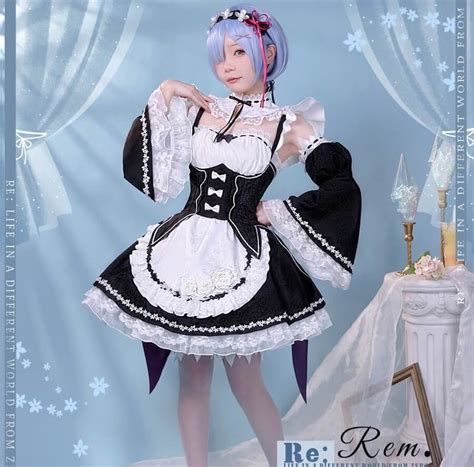 Icos Re Zero Kara Hajimeru Isekai Seikatsu Twins Rem Ram Lolita Maid Cosplay Costume