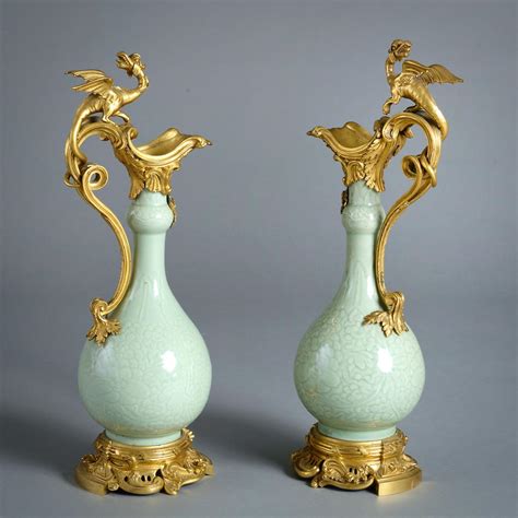 Ormolu Mounted Celadon Ewers Edward Holmes Baldock Bada