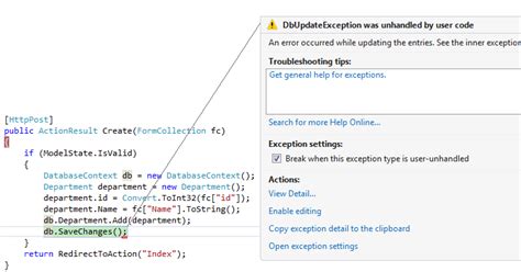 Cannot Insert The Value NULL Into Column In ASP NET MVC Entity Framework
