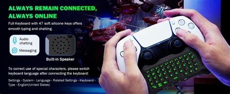 Moko Keyboard For Ps5 Controller With Green Backlight Bluetooth Wireless Mini
