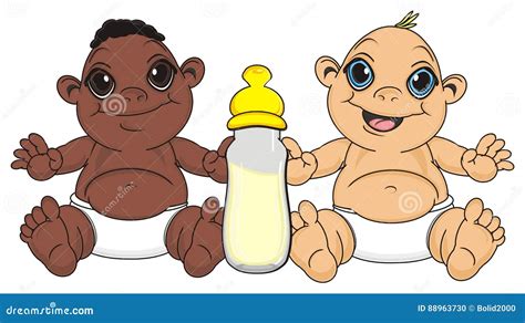 Two Differents Babes With Drink Stock Illustration Illustration Of