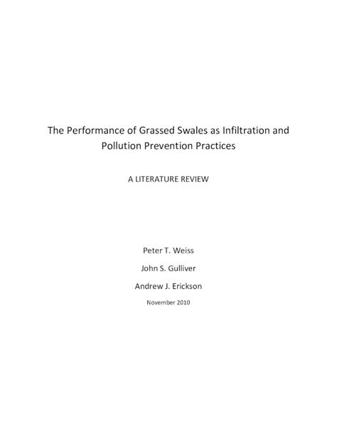 Pdf The Performance Of Grassed Swales As Infiltration And Pollution