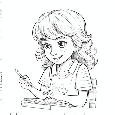 Ilustra O Livro Para Colorir P Gina Mulheres Leem Livro Vetor Premium