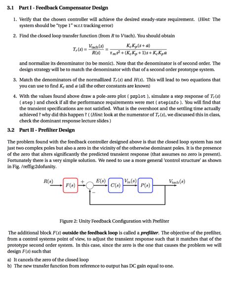 Solved 1 Design A Feedback Controller Based On The Model