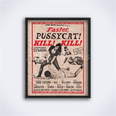 Faster Pussycat Kill Kill Vintage Exploitation Movie Poster Fighting Girl Tura